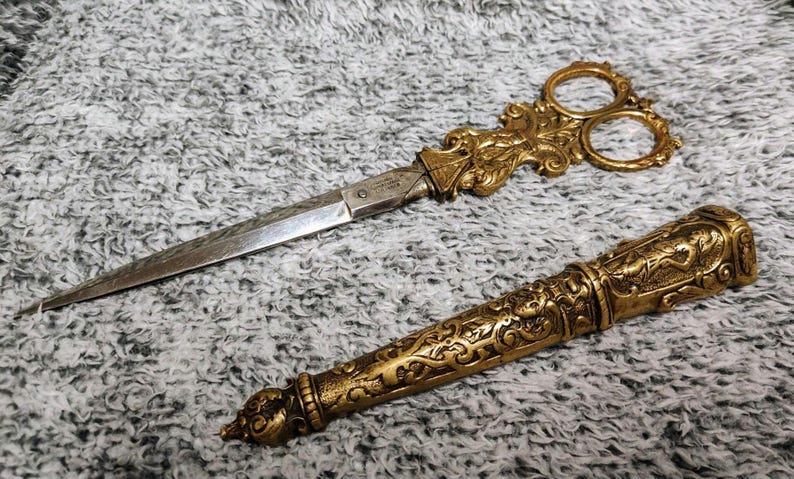 Antique German Victorian Desk Scissors Shears With Dolphin Handles Odd ...