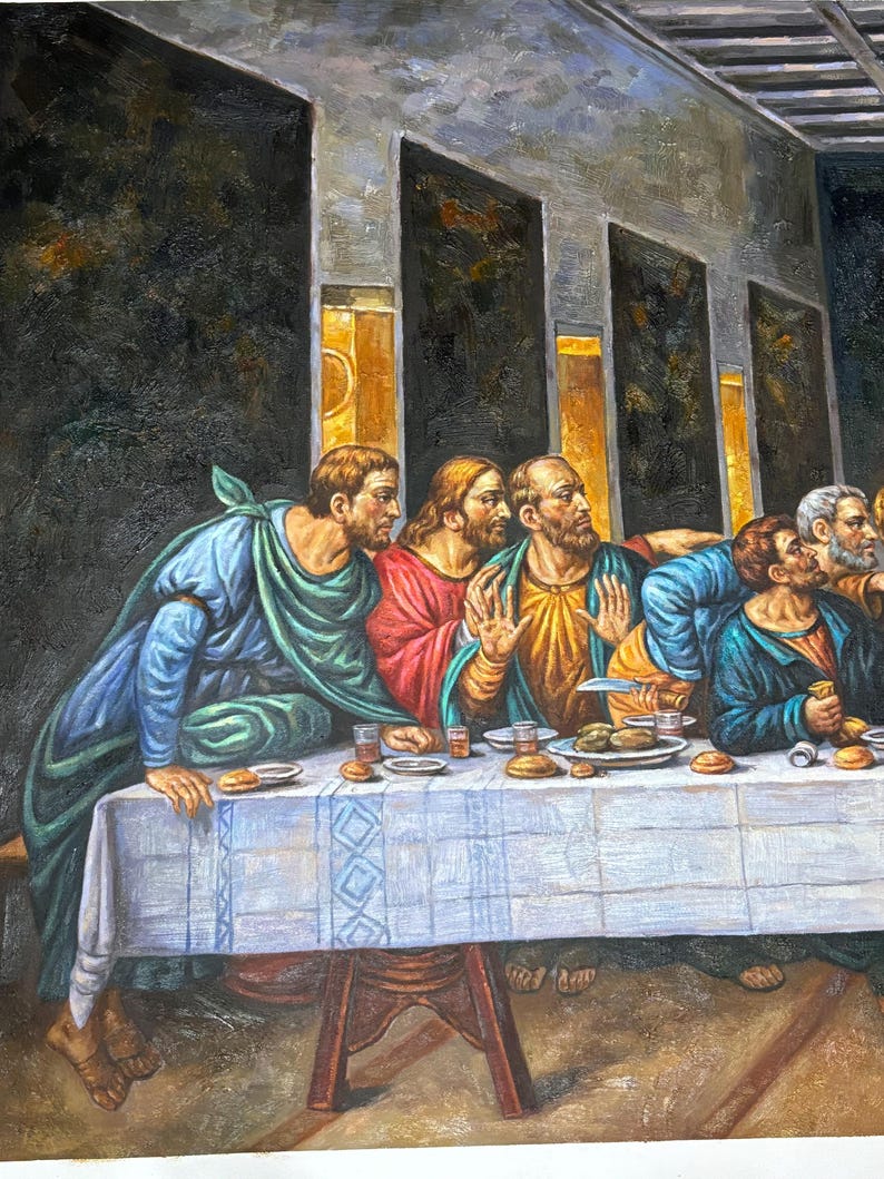 The Last Supper | Large Hand-painted Oil on Canvas (32"x70") - Etsy