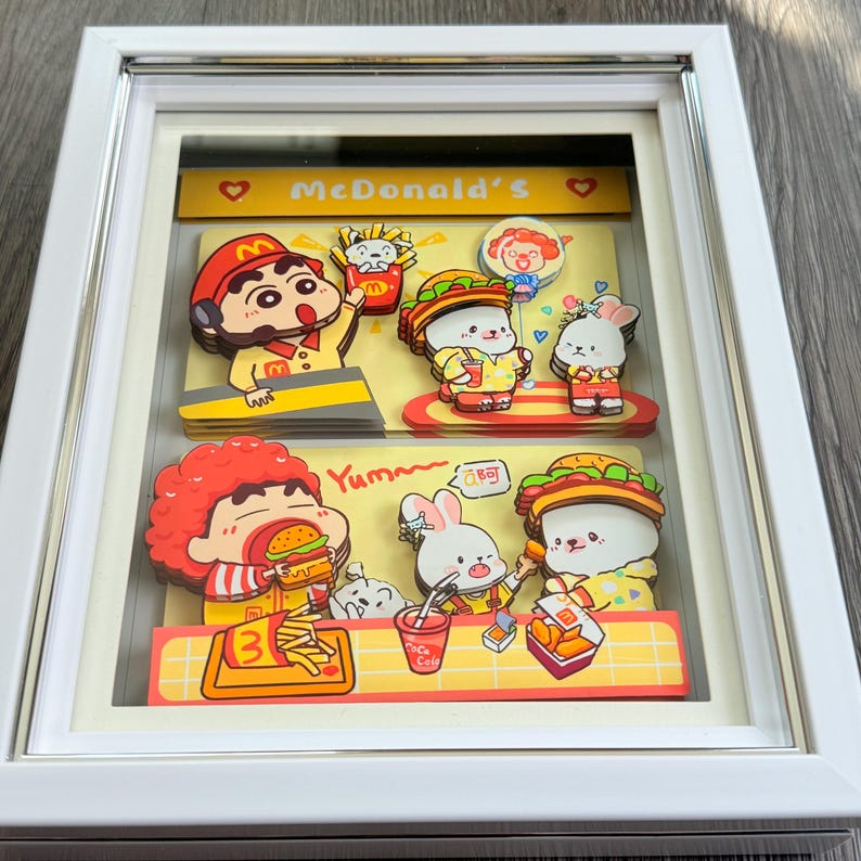 3D Layered Crayon Shin Chan Shadowbox Art, Multilayer 3D Wall Table Art ...