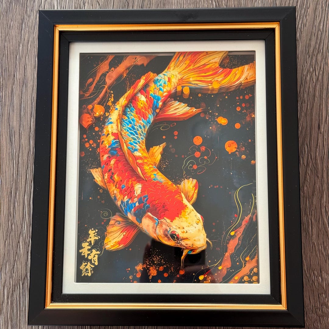 Lunar New Year Gift, 3D Koi Fish Shadow Box Handmade Layered Artwork ...