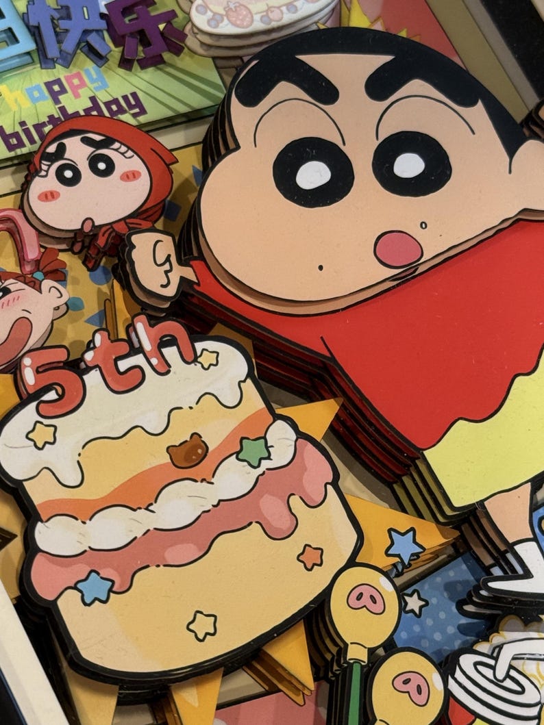 3D Crayon Shin Chan Birthday, 3D Anime Wall Art, 7.5in X 9.3in, 100% ...