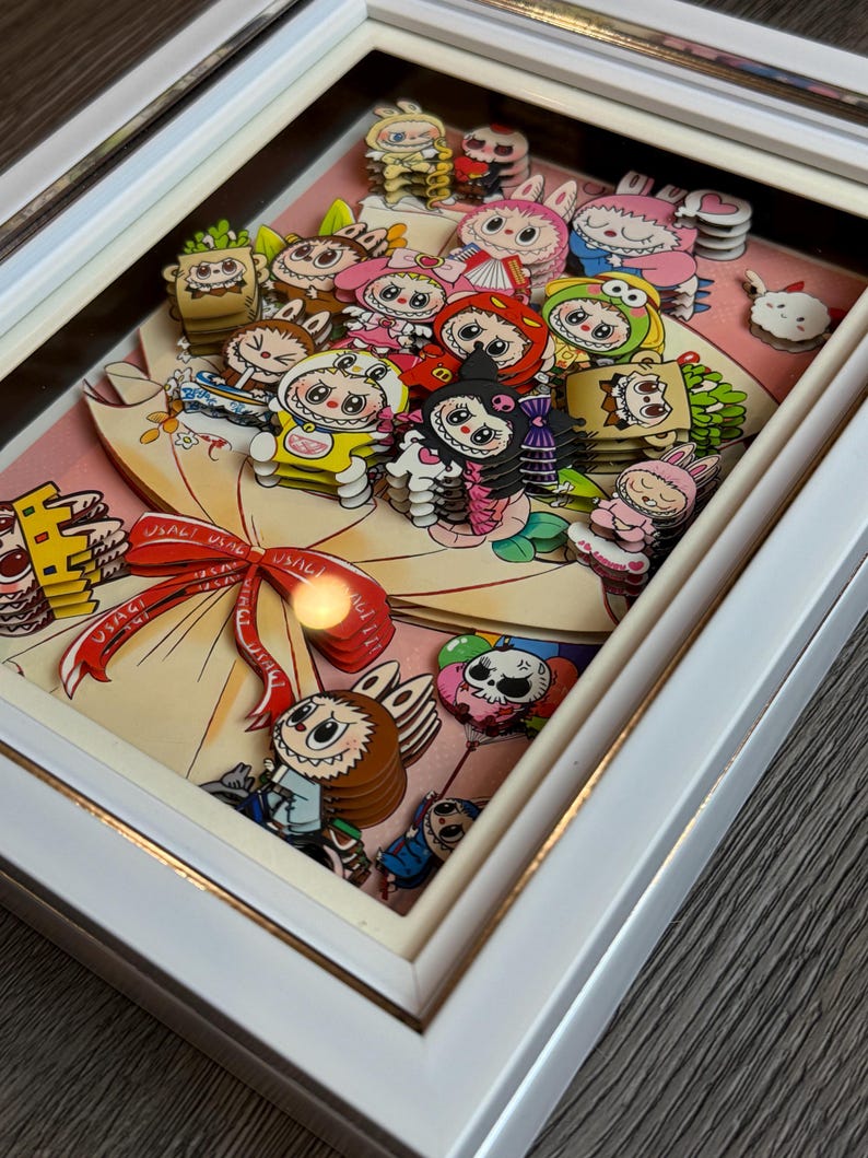 Labubu 3D Shadow Box Multilayer 3D Art, Anime Gift, Table or Wall Decor ...