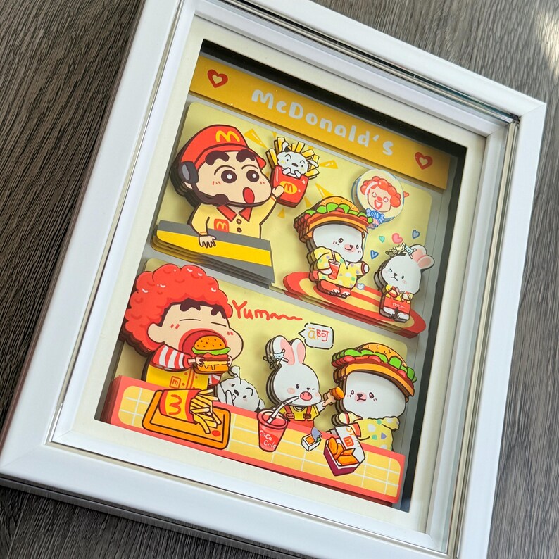 3D Layered Crayon Shin Chan Shadowbox Art, Multilayer 3D Wall Table Art ...