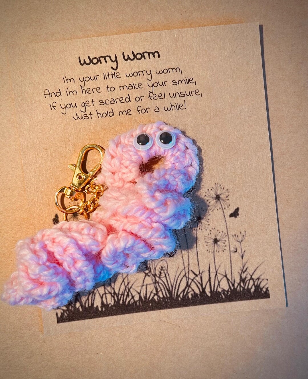 Handmade Crochet Worry Worm – a Cute Self-care Gift, Stress Reliever ...