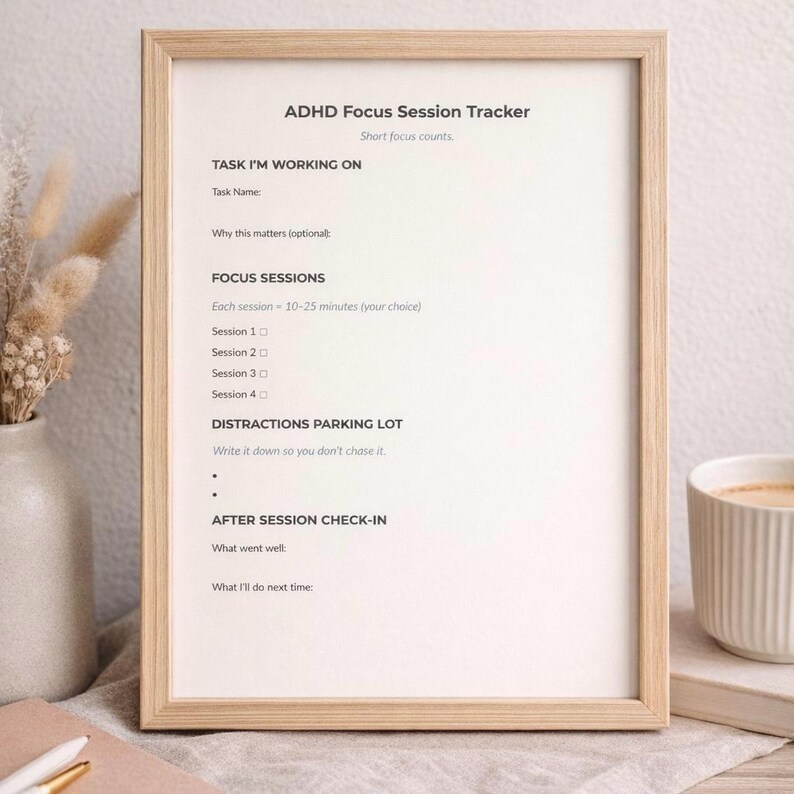 ADHD Focus Session Planner Printable | Pomodoro & Time Blocking Tracker ...