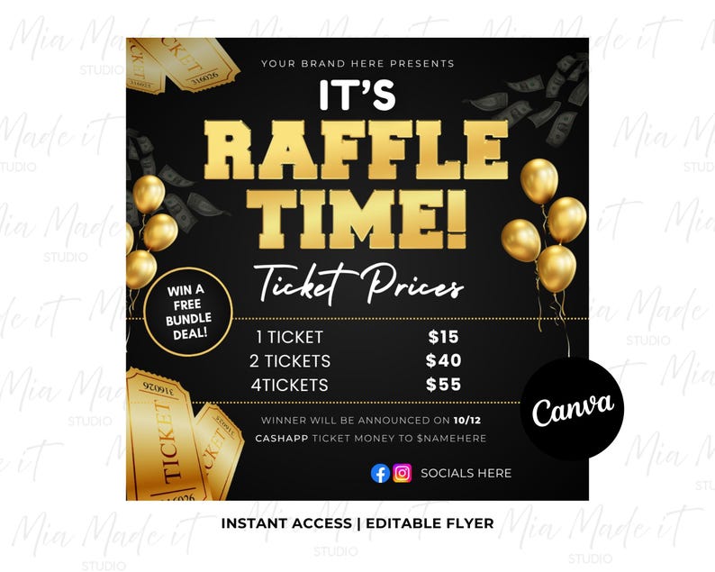 Editable Raffle Flyer Template: DIY Social Media Giveaway (digital ...