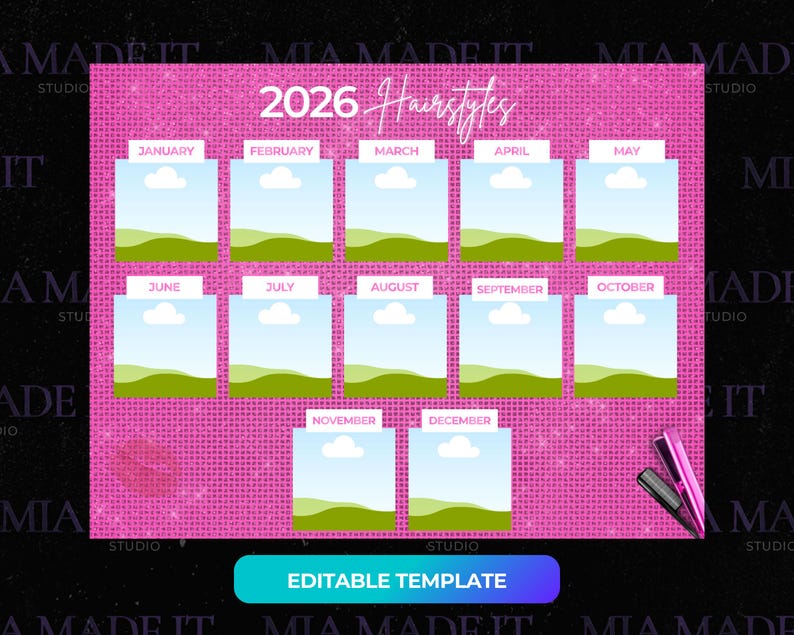 2026 Hairstyle Calendar, Hairstyles for New Years 2026 Calendar, Women ...