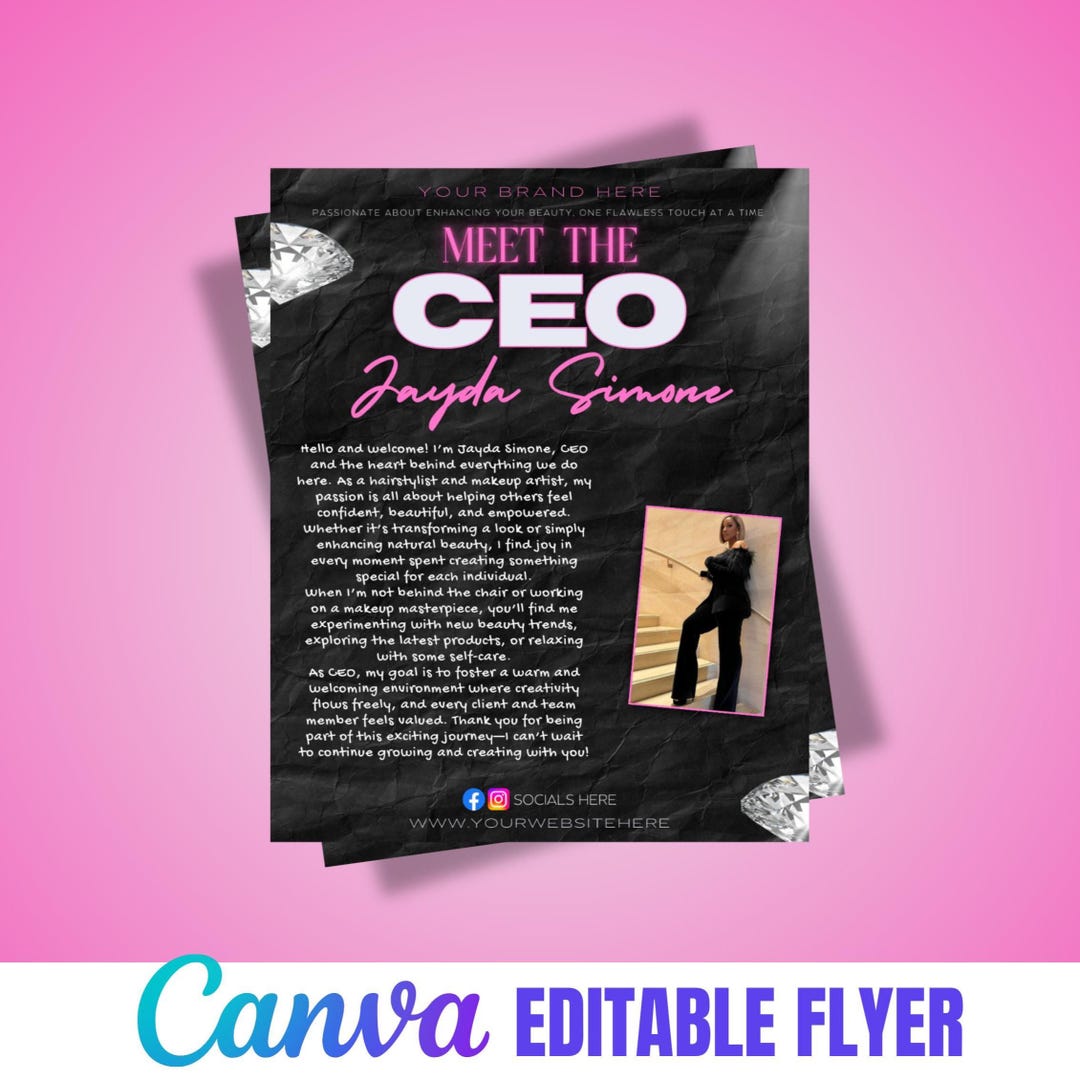 Meet the CEO Flyer, Flyer Template DIY, Canva Business Template ...