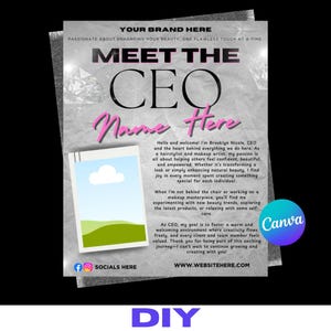 Editable Meet the CEO Flyer Template: Beauty Business, Canva Design ...