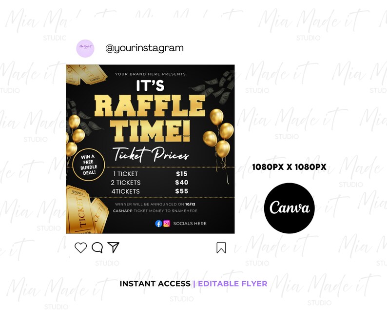 Editable Raffle Flyer Template: DIY Social Media Giveaway (digital ...
