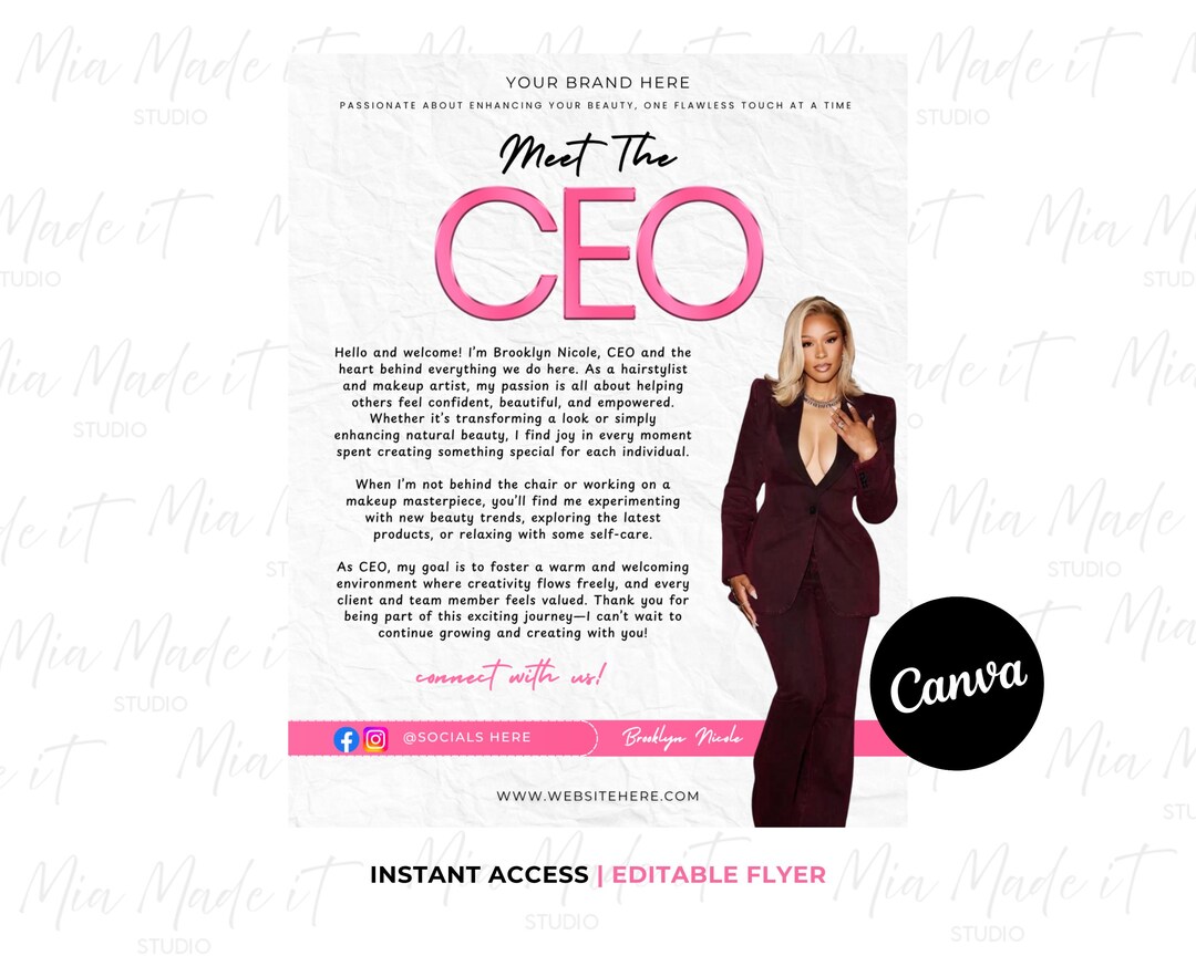 DIY Meet the CEO Flyer Template: Editable Canva Design (instant ...
