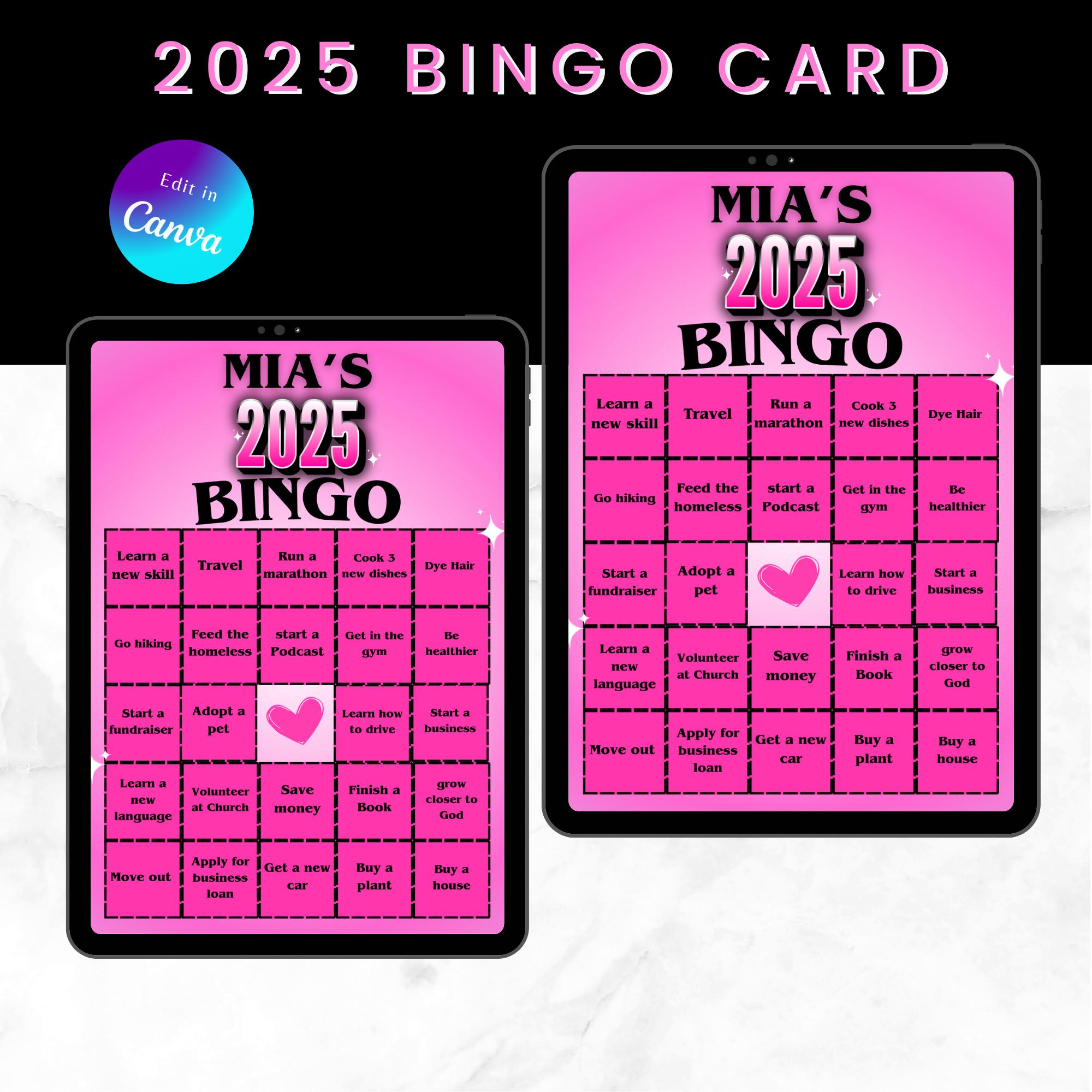 2025 Manifestation Bingo Card Template, New Years Bingo Template, 2025 ...