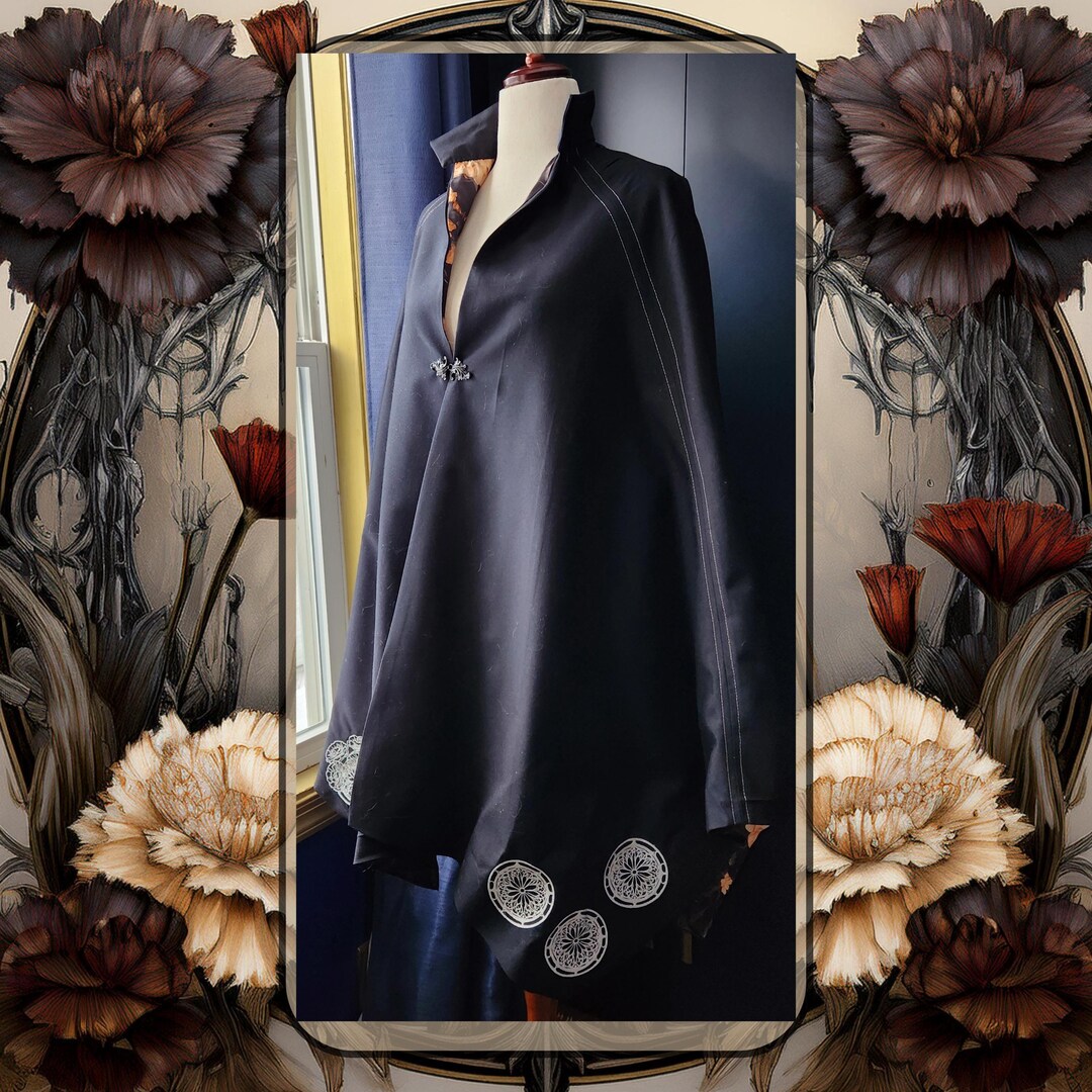 Handcrafted Wool Gabardine & Satin Gothic Cloak Featuring Pointed Hem ...