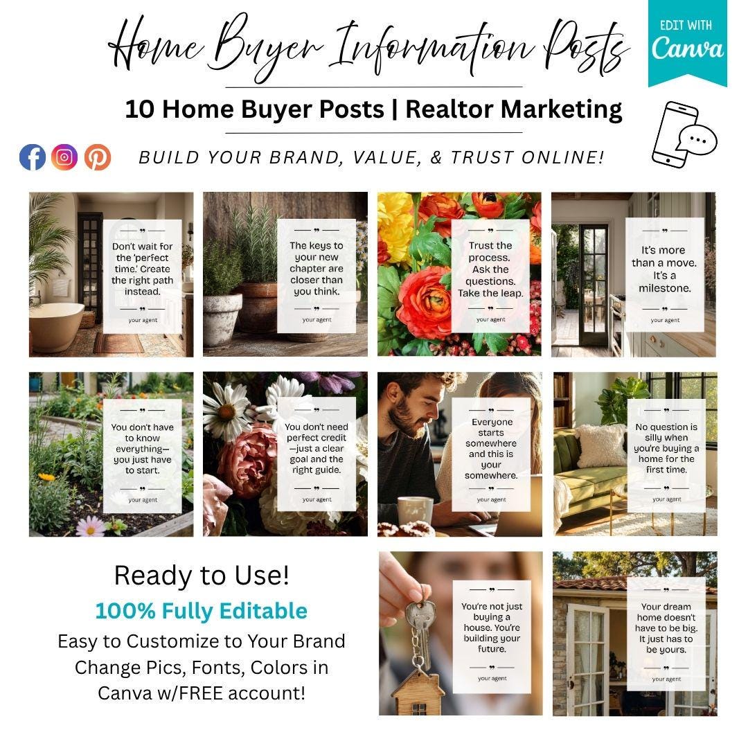 Real Estate Home Buyer Engagement Posts: Agent Branding Templates ...