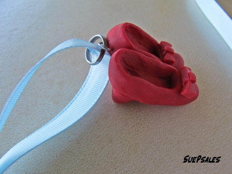 Red Shoes Pendant, Hand Sculpted Polymer Clay, Miniature Shoes, Ruby ...