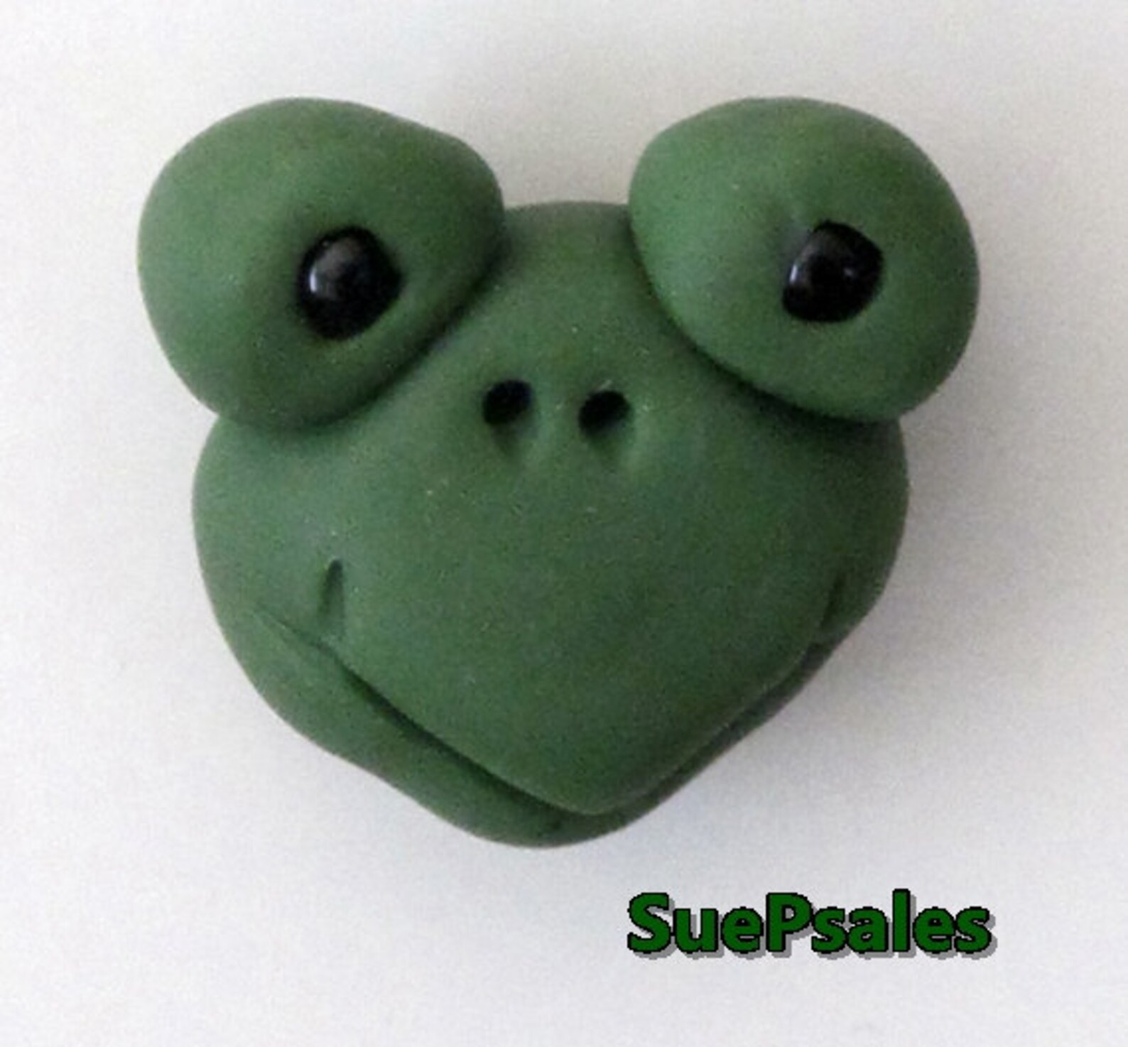 Frog Magnet, Polymer Clay, Hand Sculpted, Green Frog, Frog Head, Frog ...