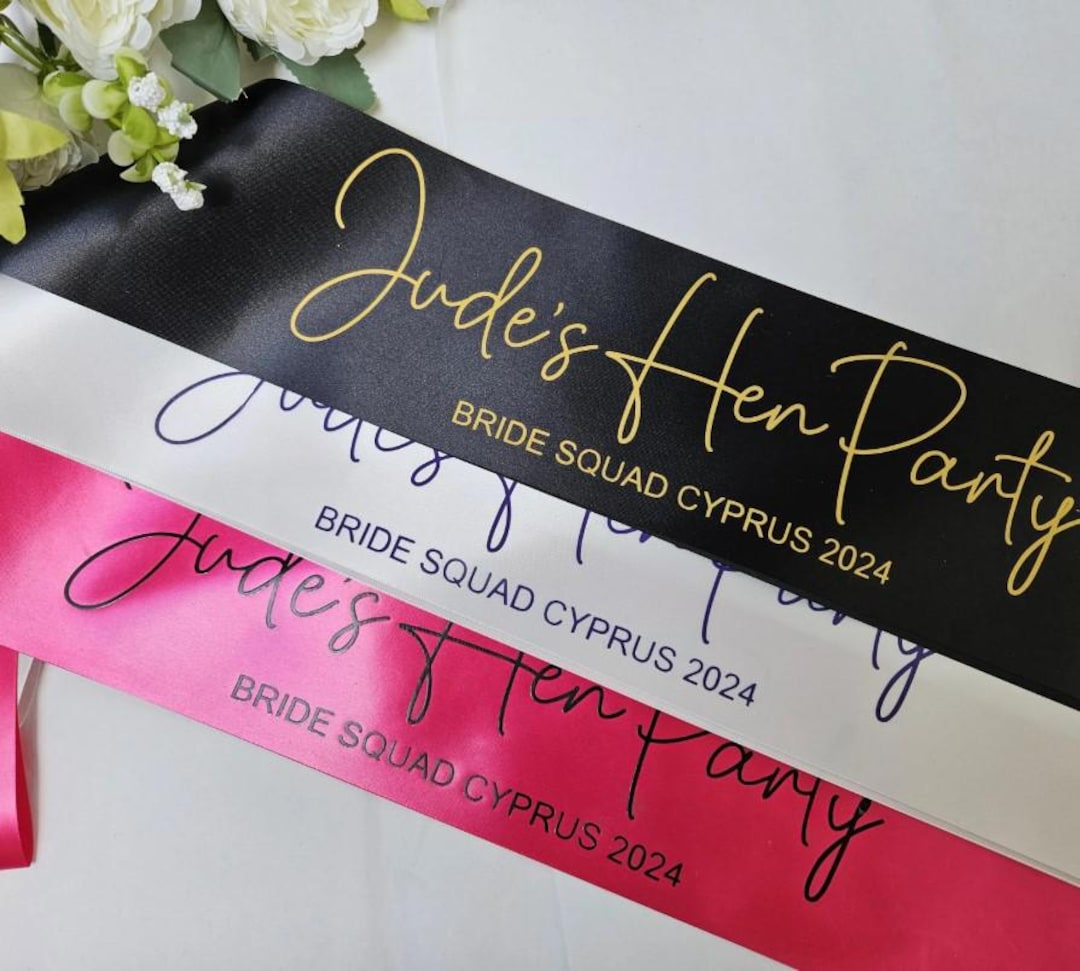 Personalized Hen Party Sash: Custom Bridal Party Satin Ribbon - Etsy UK