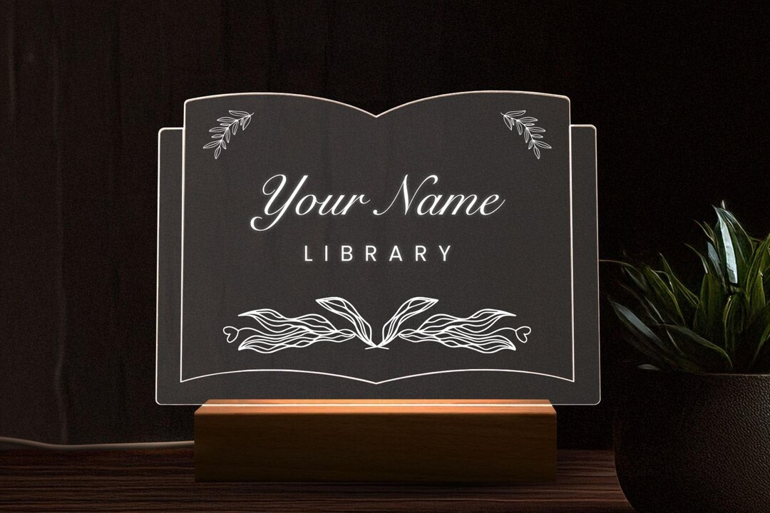 Personalized Library Sign, Library Decor, Bookshelf Decor, Book Lover ...