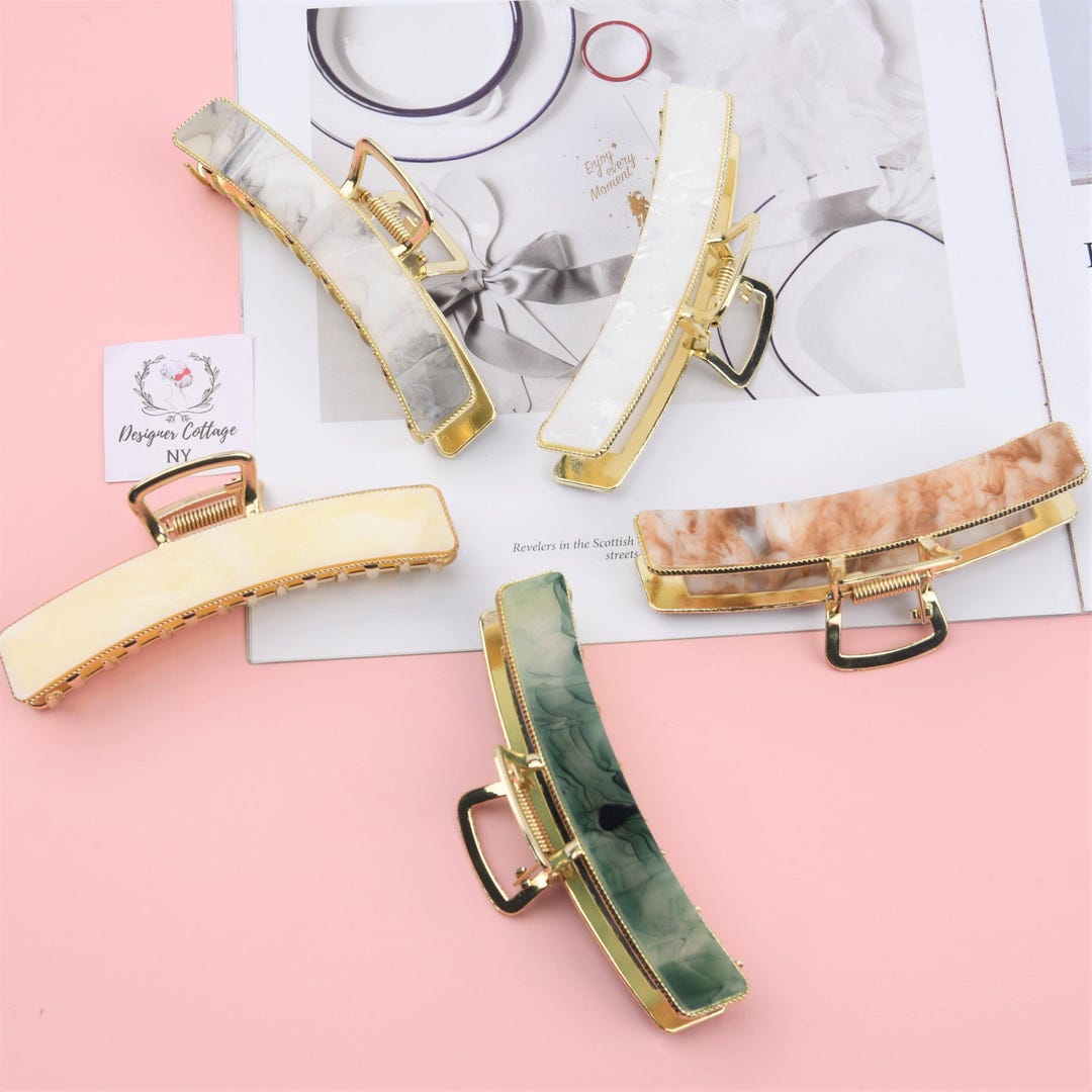 Vintage Marble Hair Clamp, Metal Hair Claws, Elegant Hair Accessories ...