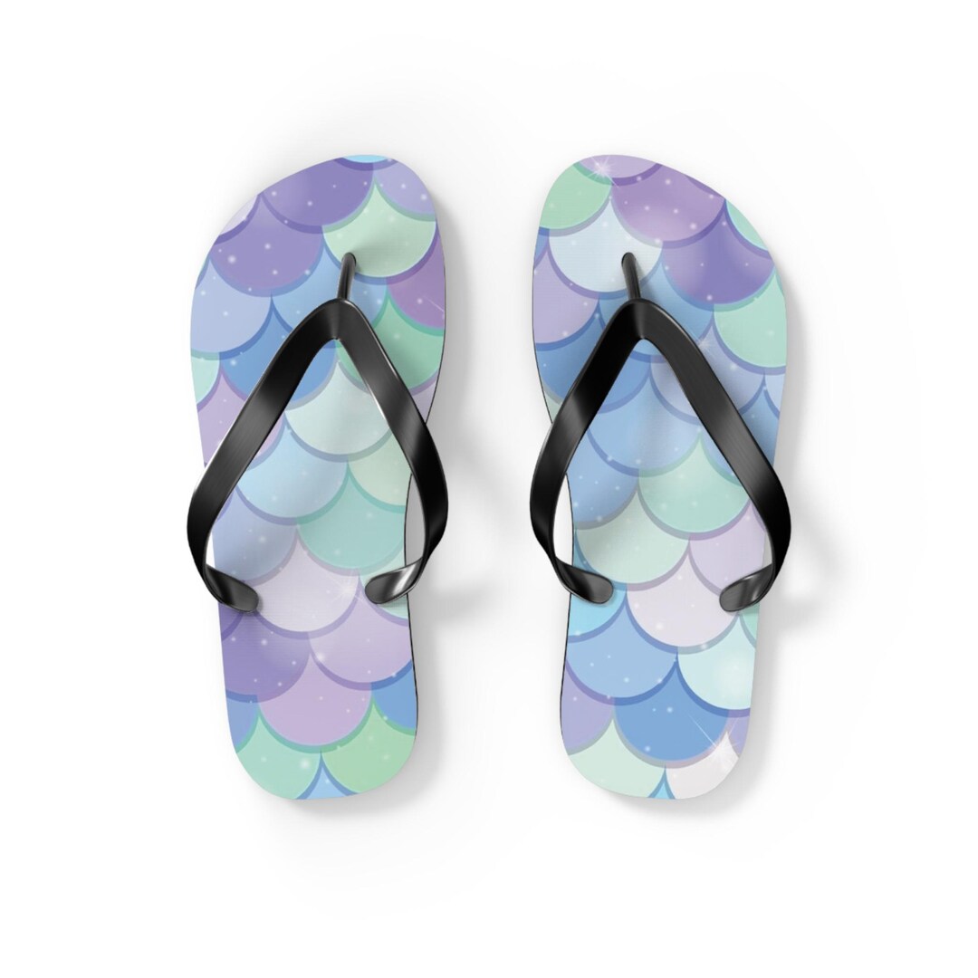 Pastel Mermaid Flip Flops for Beach Lovers, Summer Essentials, Poolside ...