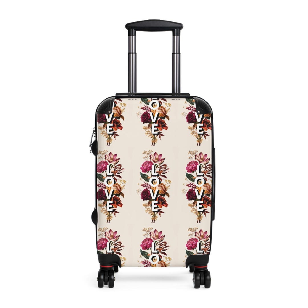 Floral Love Suitcase, Travel Luggage, Romantic Floral Bag, Flower Print ...