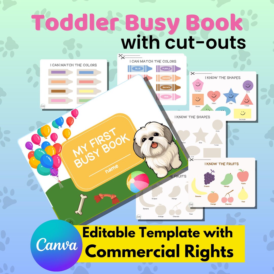Editable Canva Template Puppy Busy Book for Toddlers Quiet Book With ...