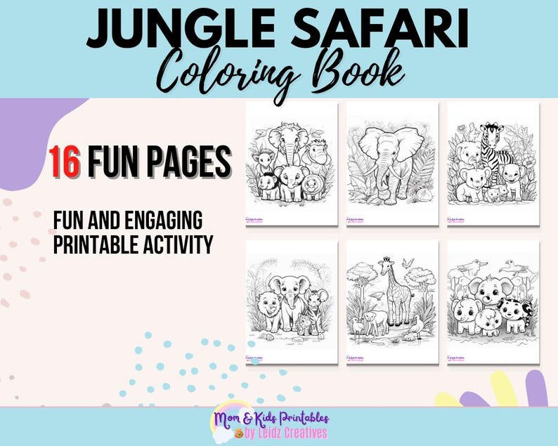 Printable and Digital Jungle Safari Coloring Book | Fun and Engaging ...