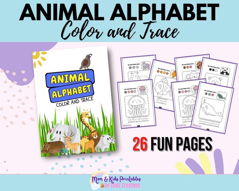 Animal Alphabet Color and Trace – Fun & Educational for Early Learners ...