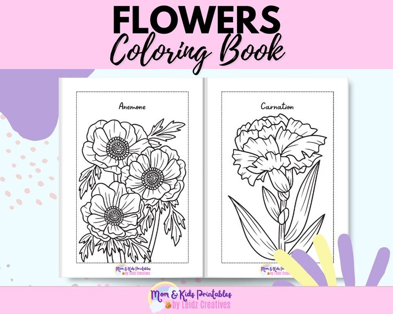 Printable and Digital Flower Coloring Book | 45 Pages of Floral ...