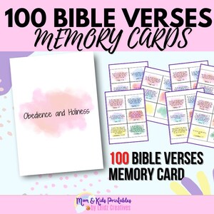 100 Bible Verse Memory Cards | Watercolor Scripture (instant Download ...
