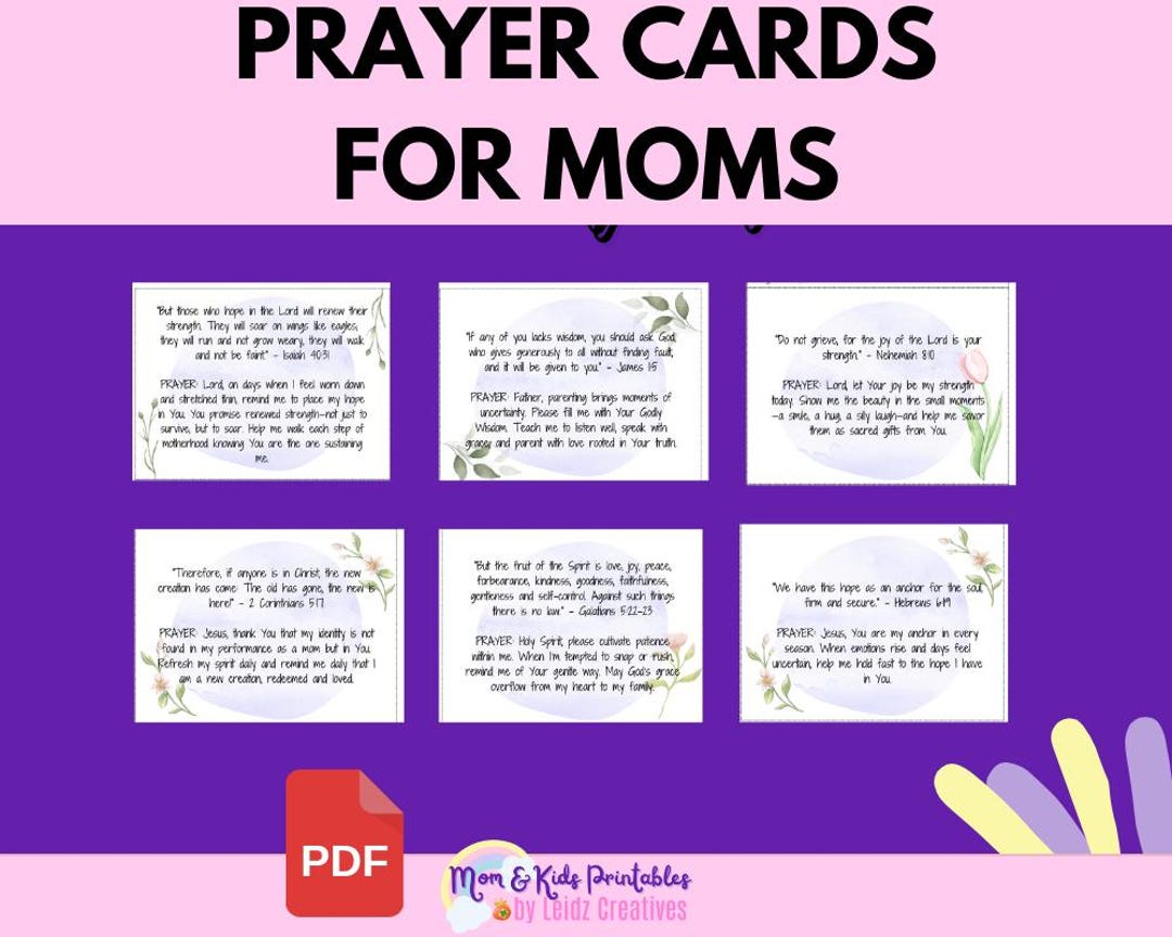Prayer Cards for Moms | Bible Verse Encouragement (digital Download) - Etsy