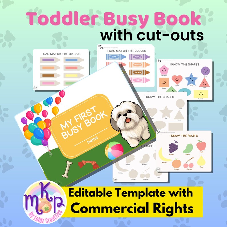 Editable Canva Template Puppy Busy Book for Toddlers – Quiet Book With ...