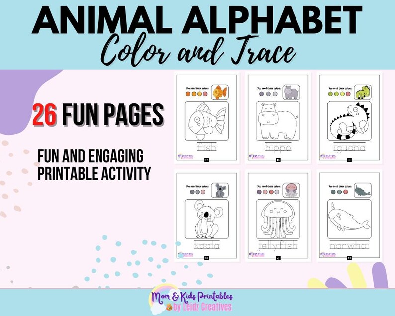 Animal Alphabet Color and Trace – Fun & Educational for Early Learners ...