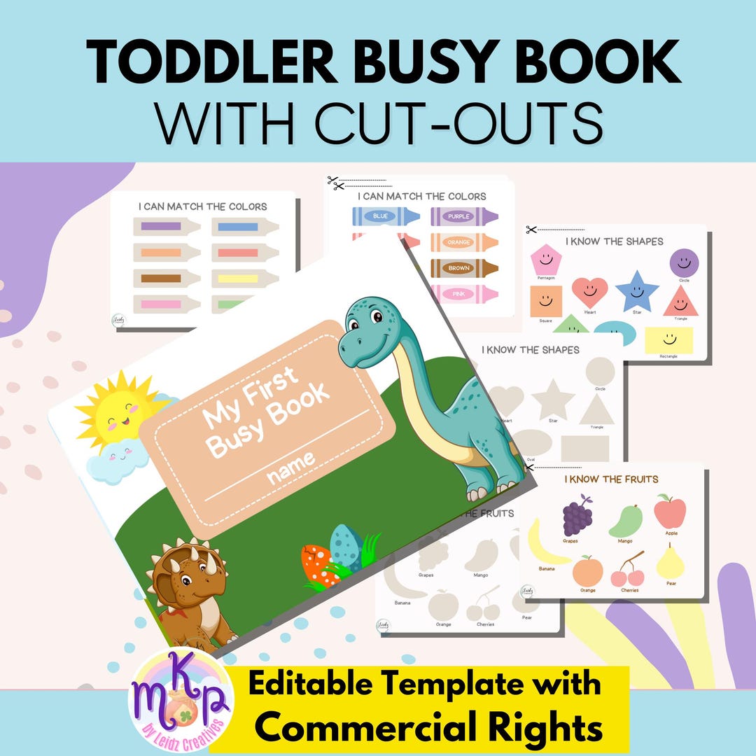 Editable Canva Template Dinosaur Busy Book for Toddlers – Quiet Book ...