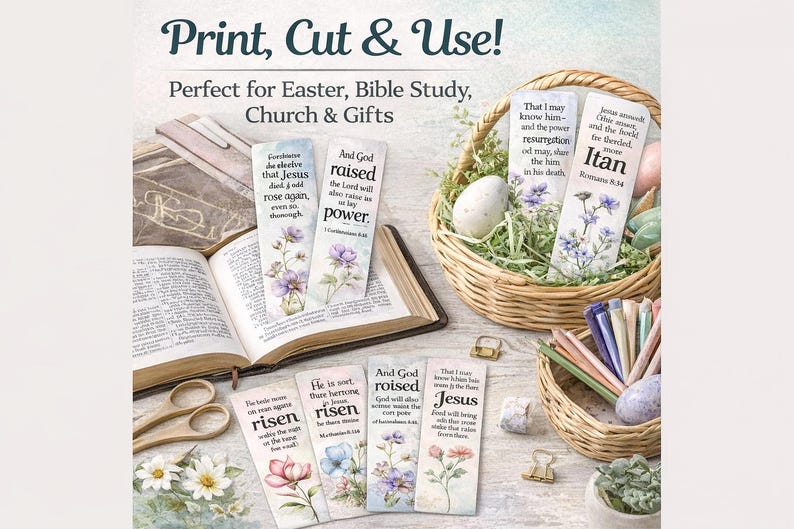 Christian Easter Bookmarks Printable | 20 Bible Verse | Scripture ...