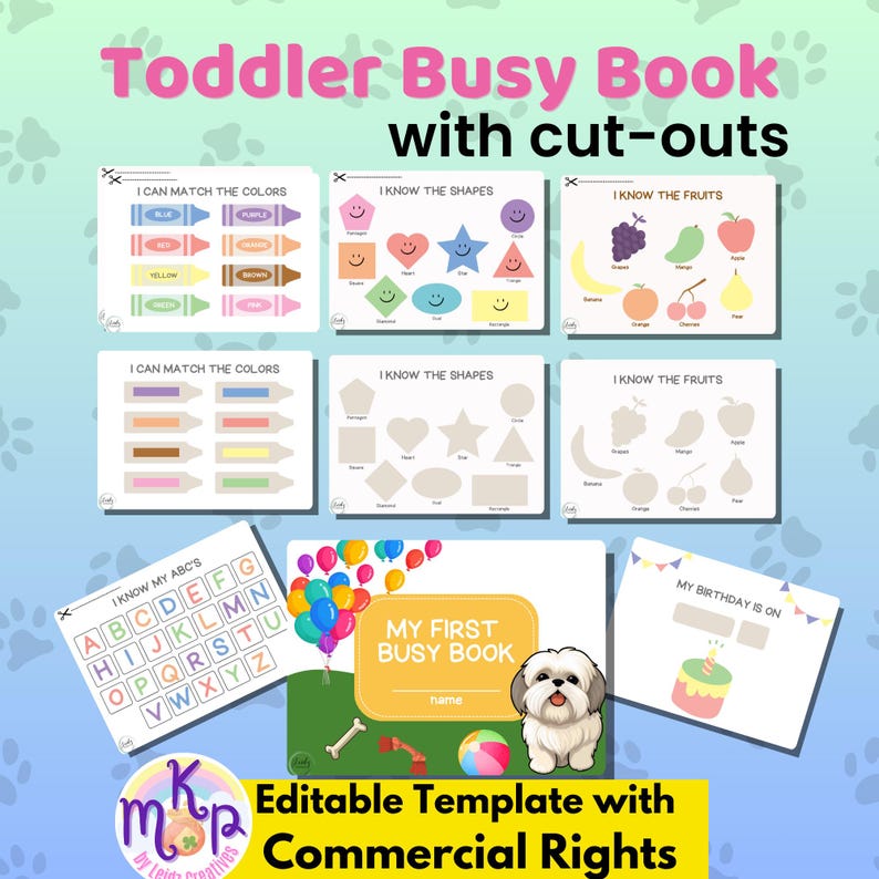 Editable Canva Template Puppy Busy Book for Toddlers – Quiet Book With ...
