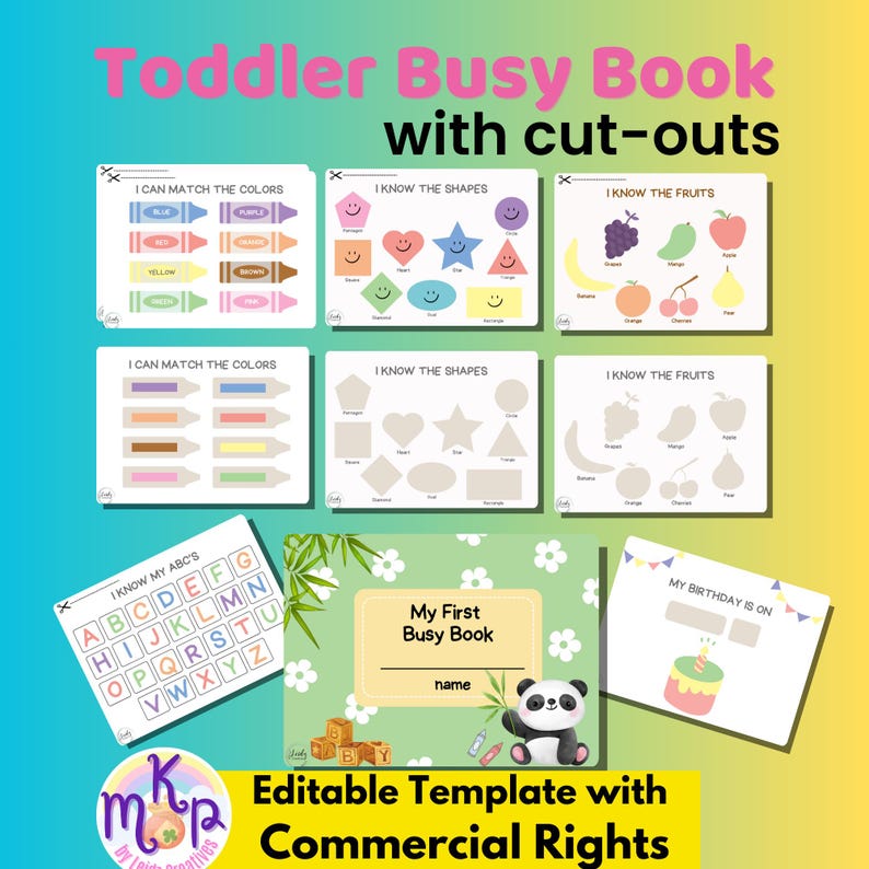 Editable Canva Template Panda Busy Book for Toddlers Quiet Book With ...