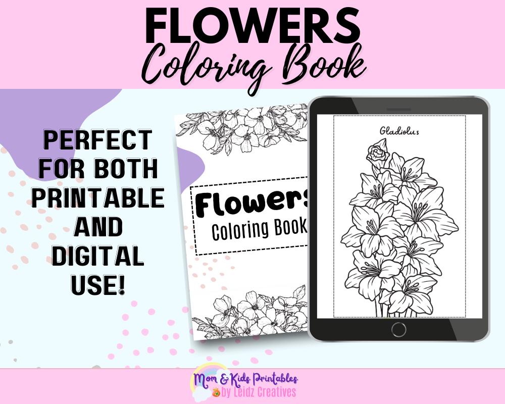 Printable and Digital Flower Coloring Book | 45 Pages of Floral ...