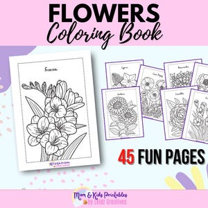 Printable and Digital Flower Coloring Book | 45 Pages of Floral ...