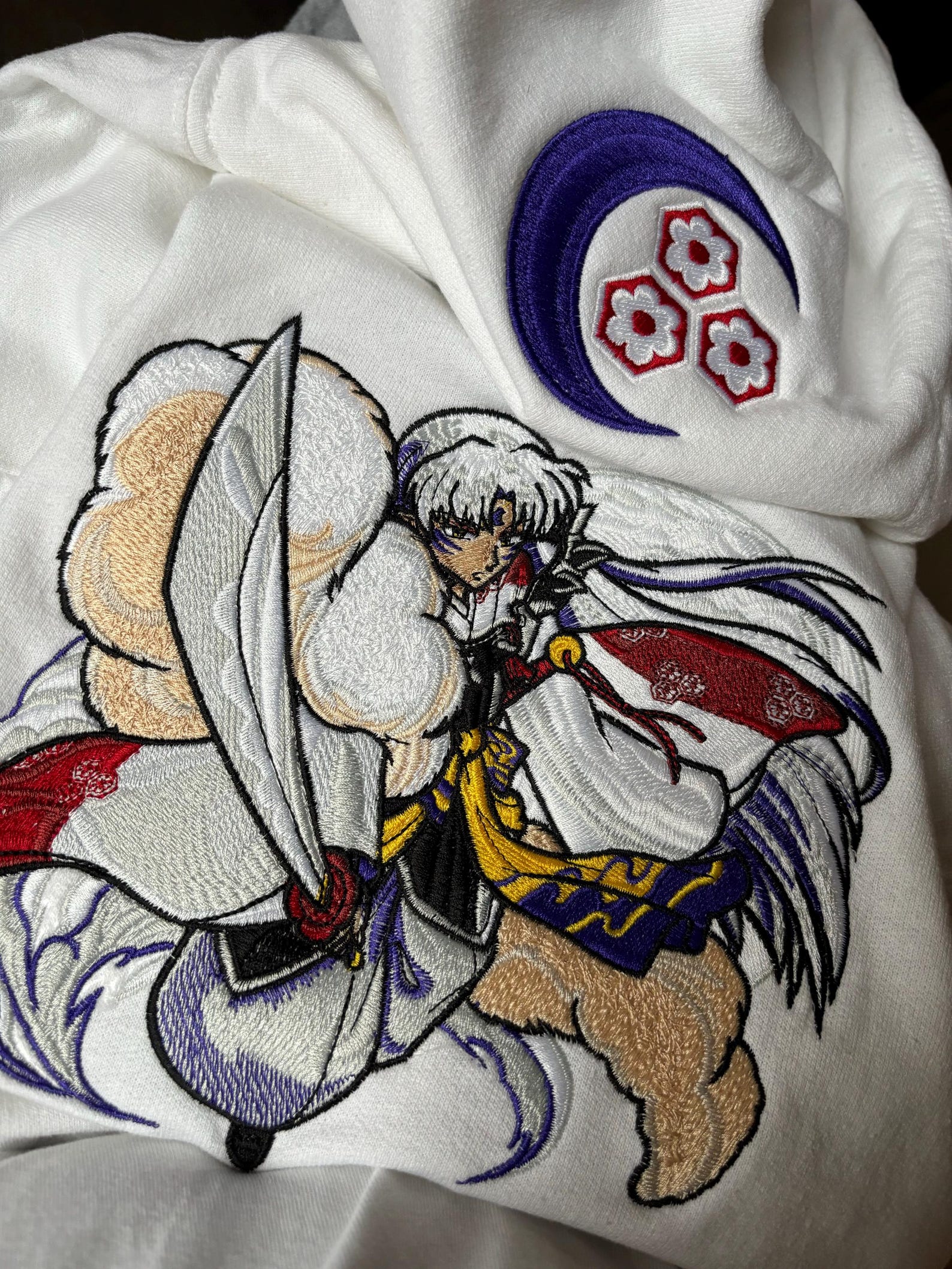 Sesshomaru Anime Embroidery Hoodie Inuyasha Streetwear Embroidered ...