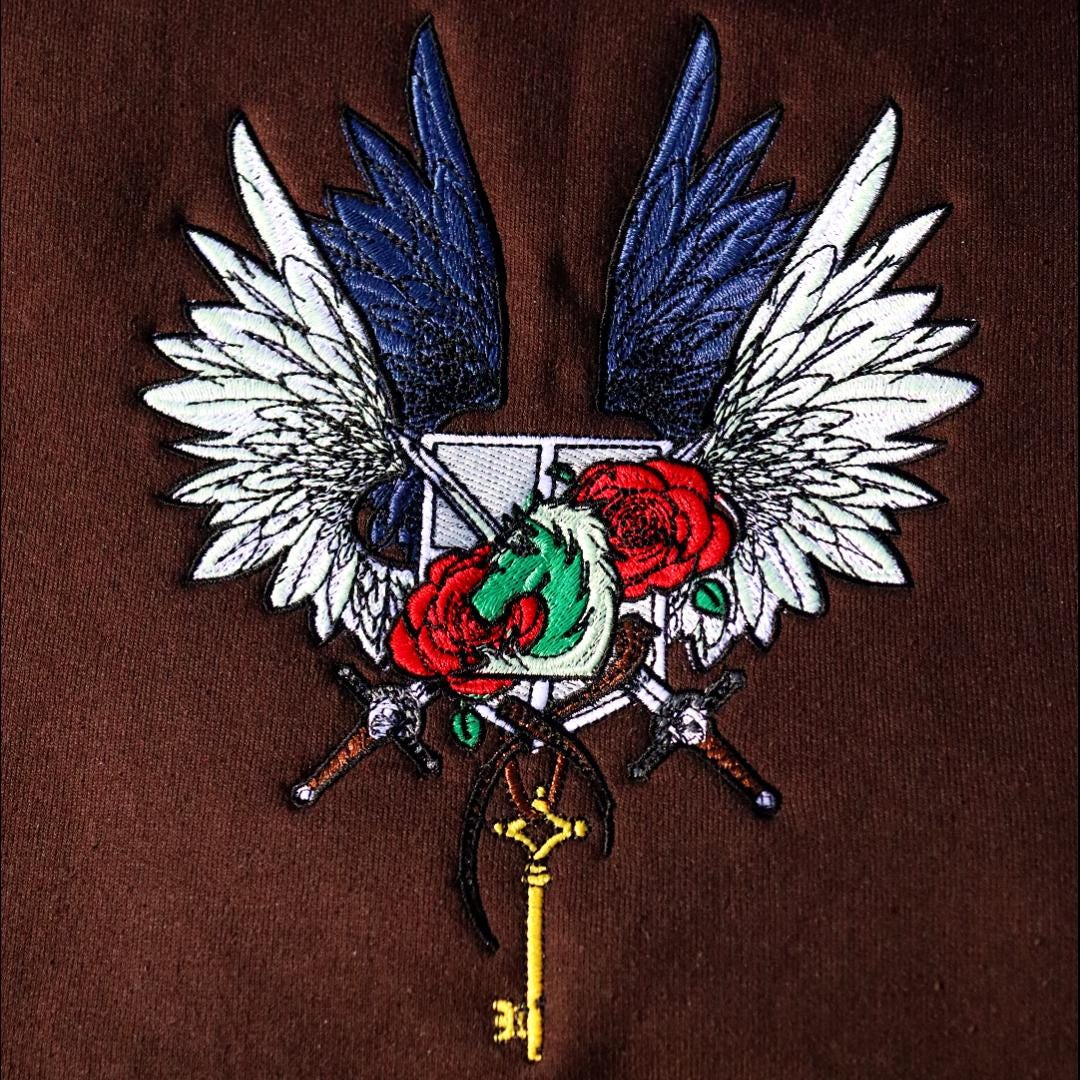 Aot Crest Embroidery Hoodie Attack on Titan Streetwear Embroidered ...