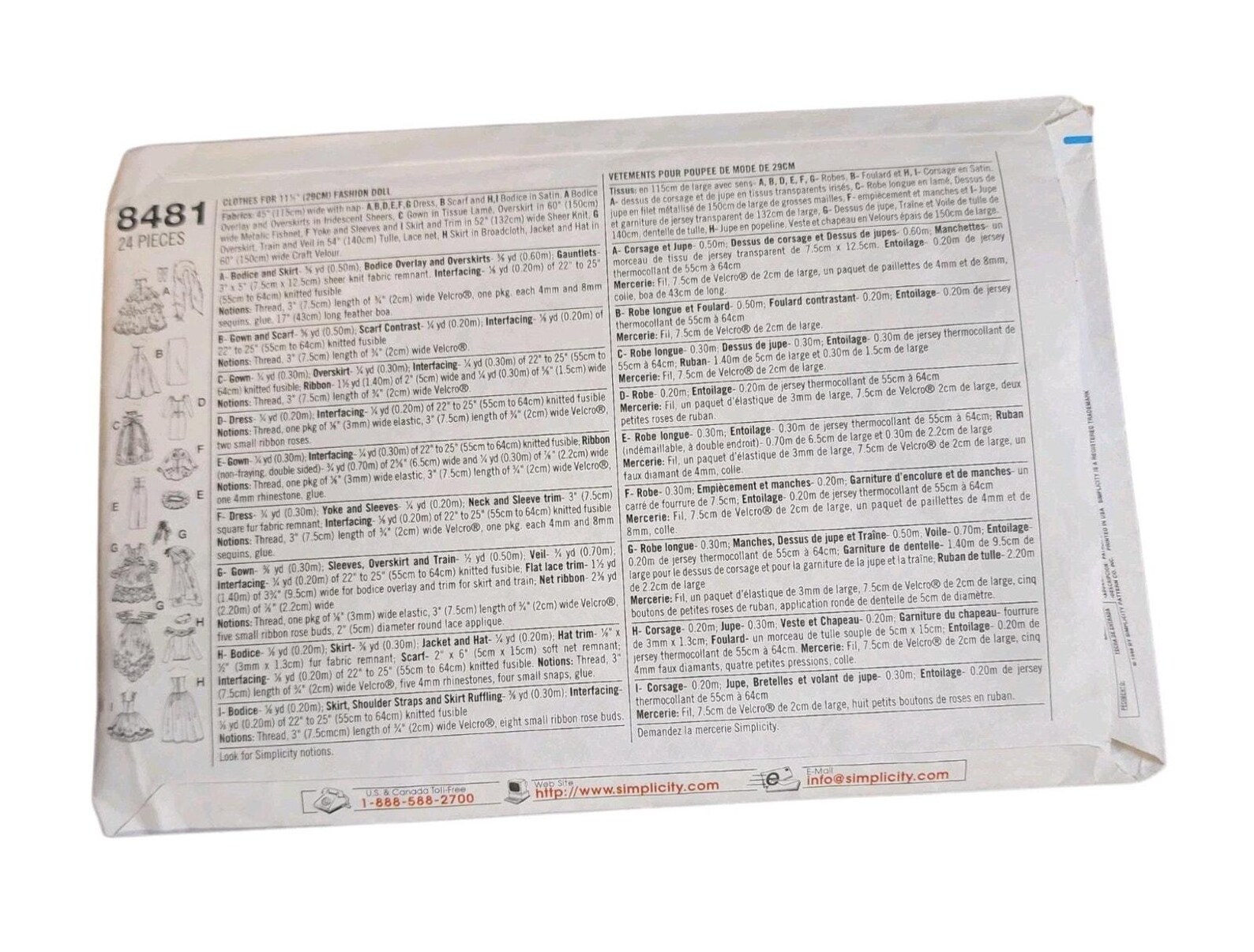 Simplicity Pattern 8481 Doll Clothes Elaine Heigl Fashion Dolls 11 1/2" Uncut - Etsy