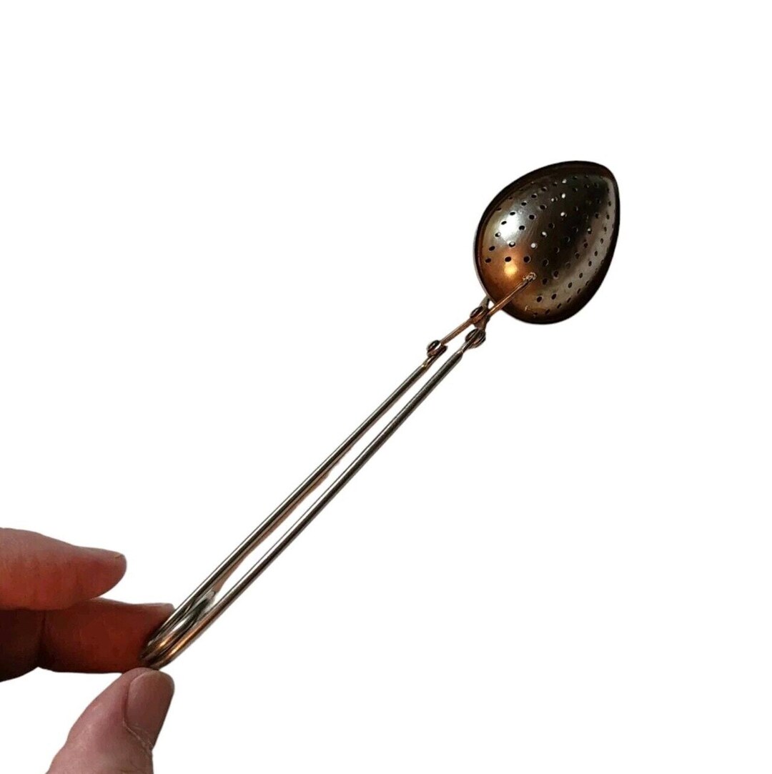 Vintage Tea Infuser Spoon Leaf Strainer Hinged Steeper Leaf & Herb ...