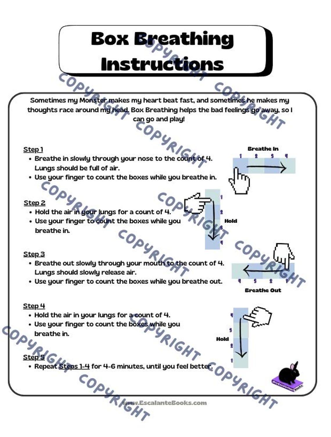 Box Breathing Worksheet - Etsy