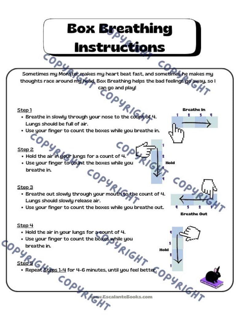 Box Breathing Worksheet - Etsy