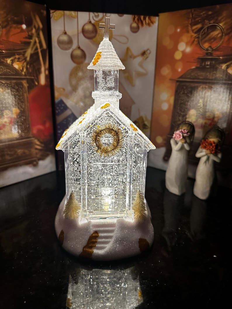 LED Lighted Swirling Glitter Church, Christmas Gift , Church Decor ...