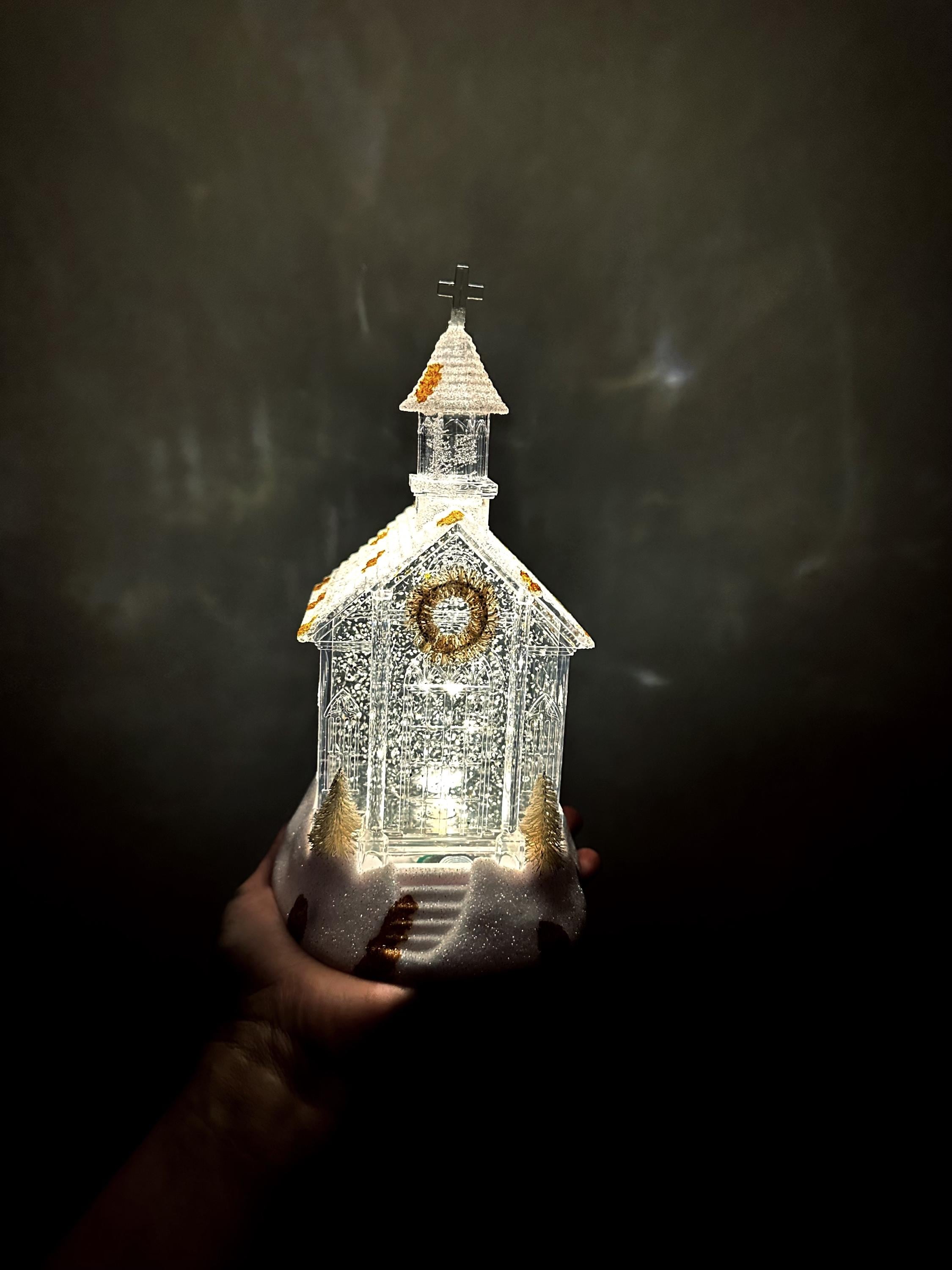 LED Lighted Swirling Glitter Church, Christmas Gift , Church Decor ...
