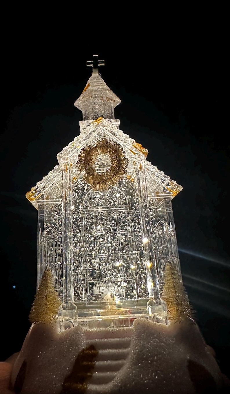 LED Lighted Swirling Glitter Church, Christmas Gift , Church Decor ...