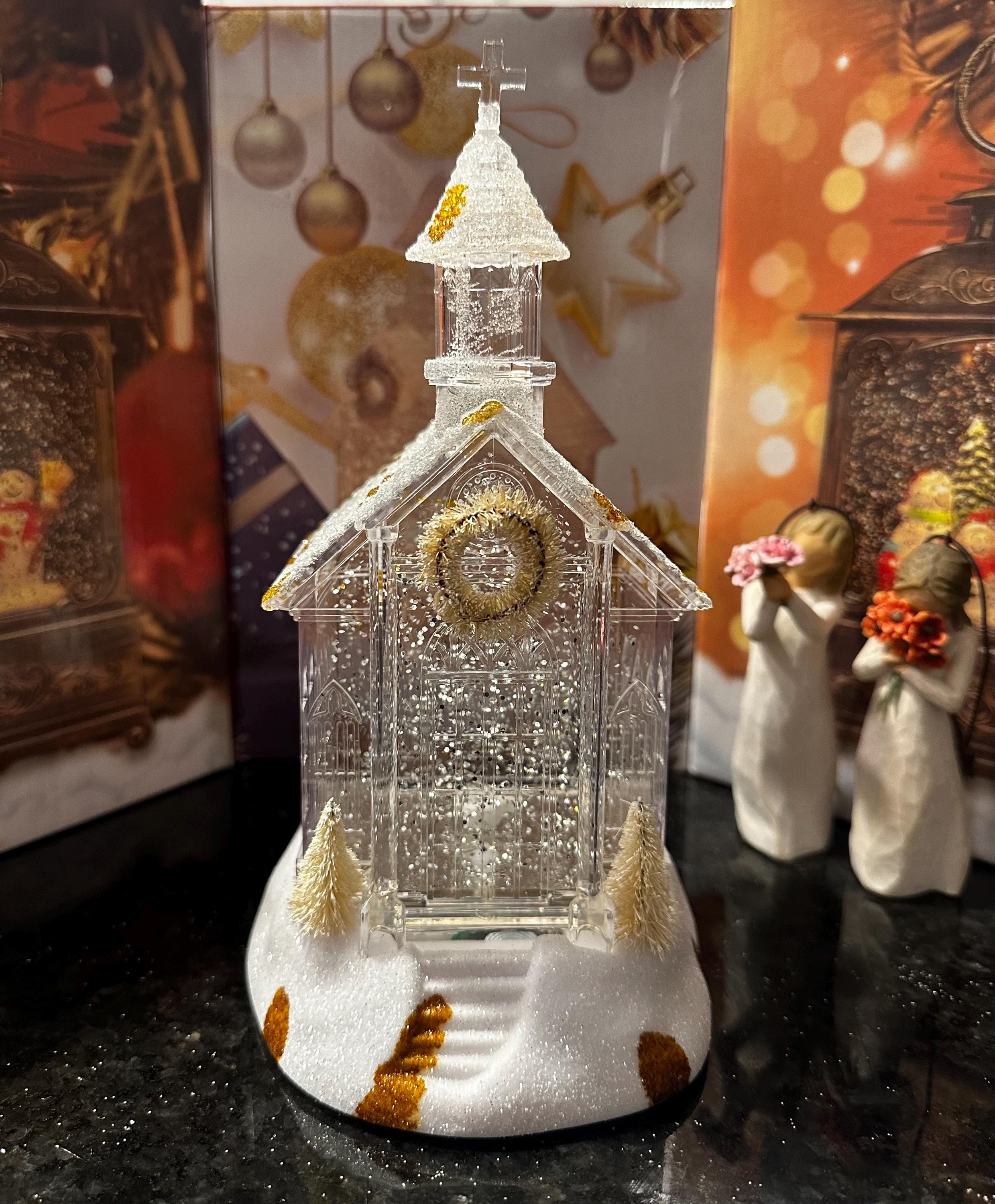 LED Lighted Swirling Glitter Church, Christmas Gift , Church Decor ...