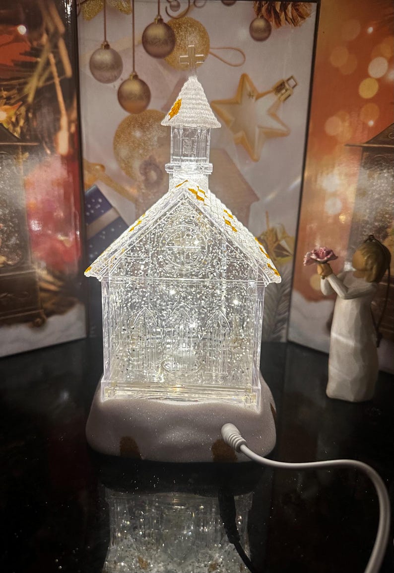 LED Lighted Swirling Glitter Church, Christmas Gift , Church Decor ...